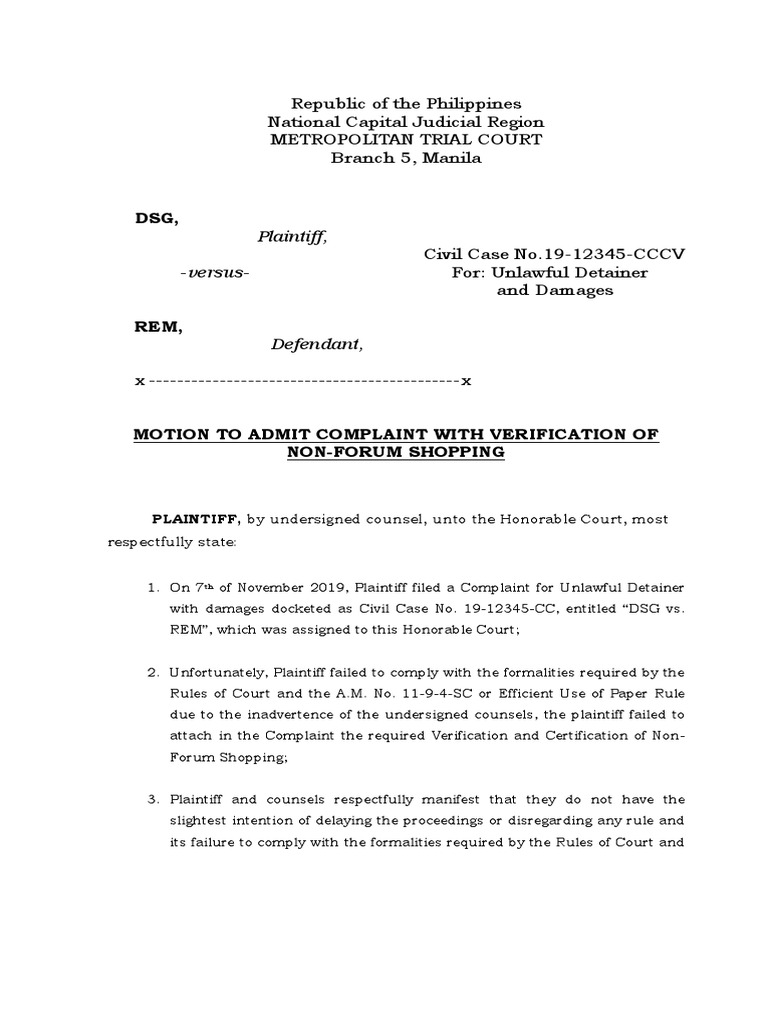 8 Motion To Admit Cafs | PDF | Complaint | Courts