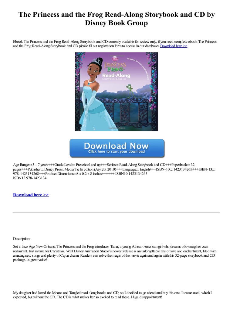 The Princess and The Frog Read Along Storybook and CD | PDF | Books ...