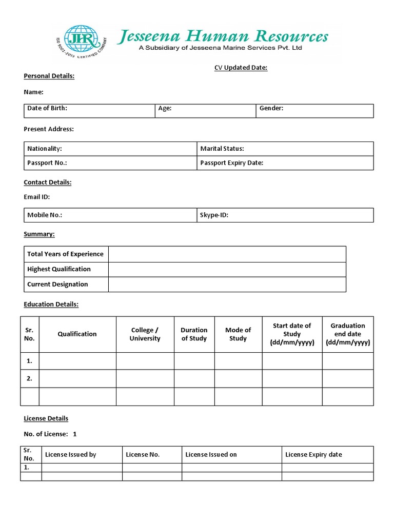 JMS CV Template | PDF