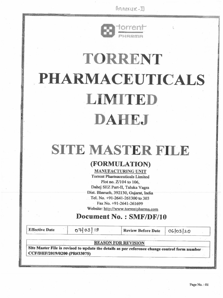 Annexure II Site Master File PDF | PDF