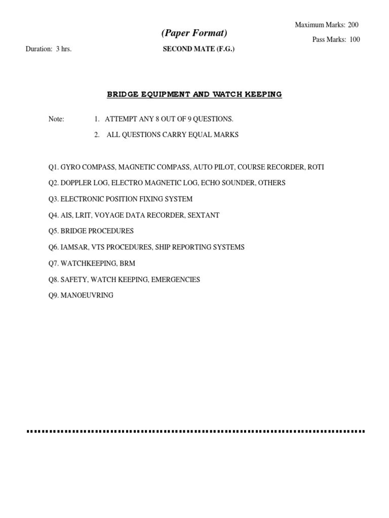 2MFG - MMD Ques Set Till July 2018 PDF | PDF | Navigation | Oil Tanker