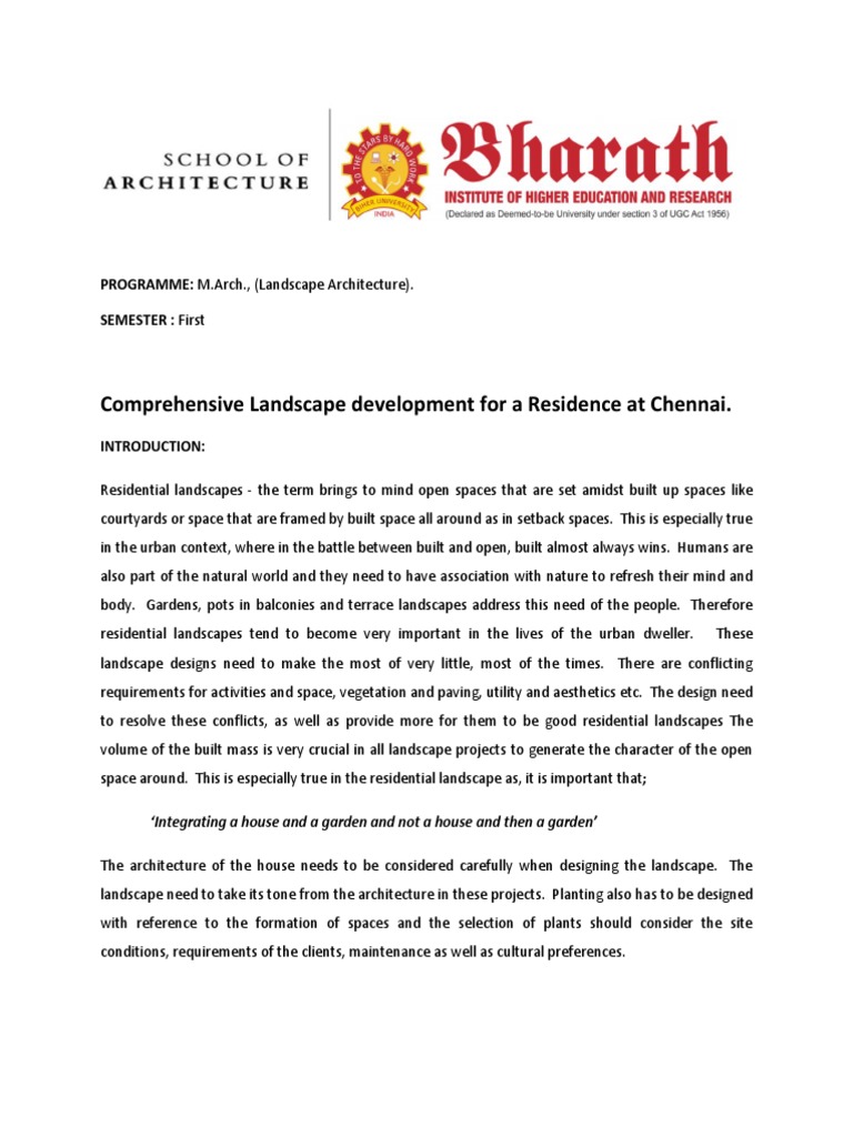 Residence Landscape Design Brief | PDF | Landscape | Design