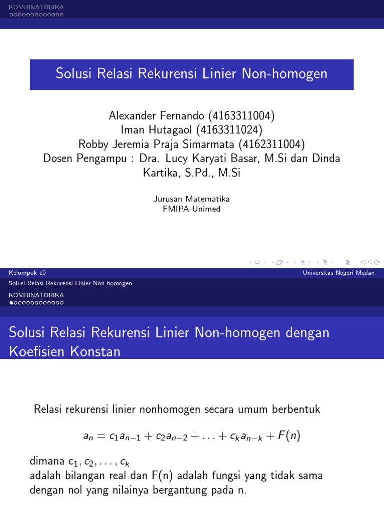 Solusi Relasi Rekurensi Non-Homogen - PDF | PDF