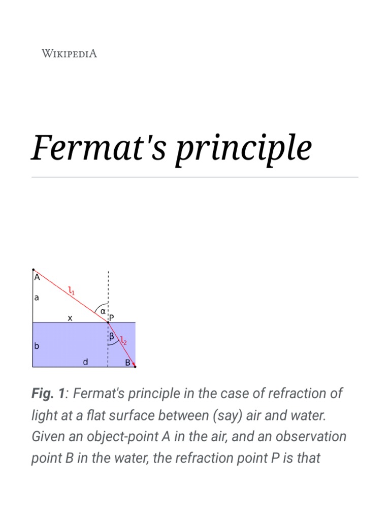 Fermat's Principle - Wikipedia PDF | PDF | Applied And ...