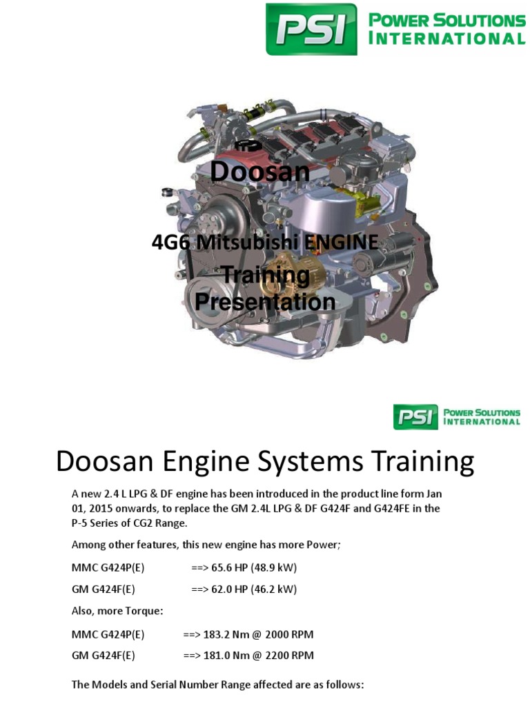 Doosan Mitsubishi 2.4L - Product Overview Training PDF | PDF | Throttle ...