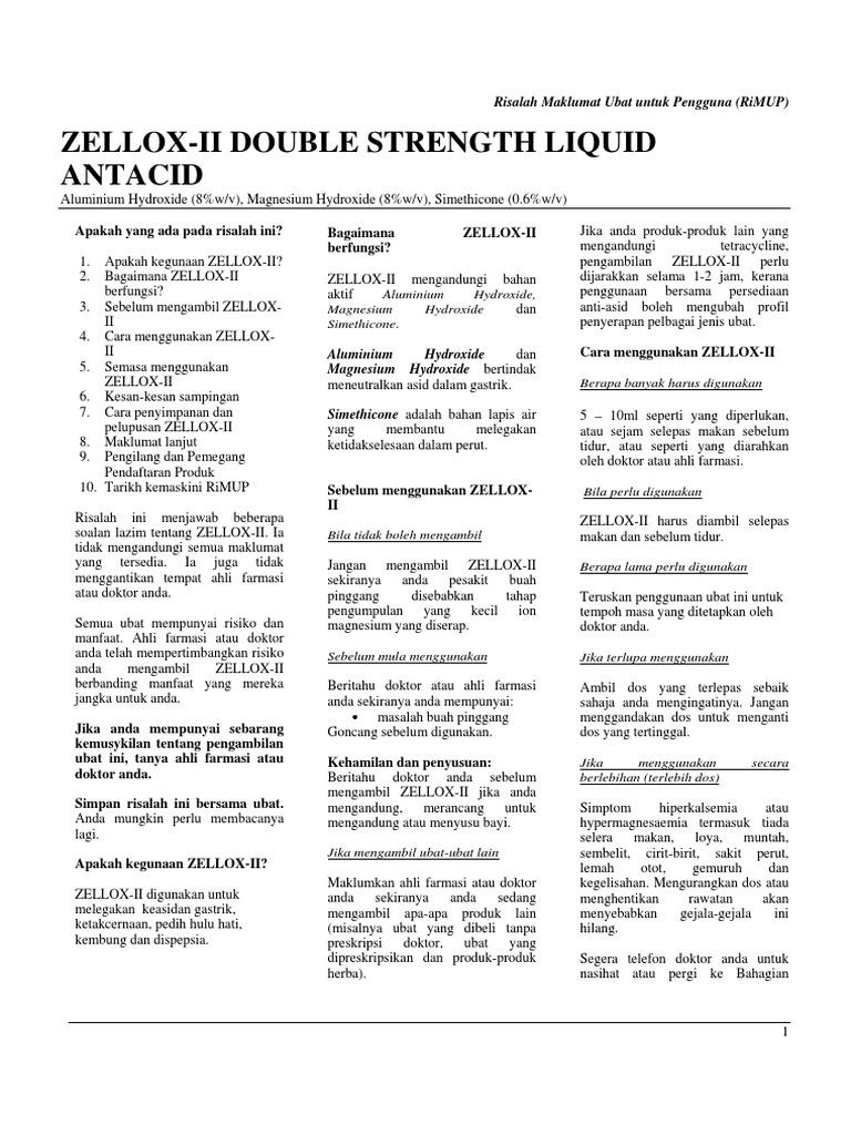 Zellox-Ll Double Strength Liquid Antacid Aluminium Hydroxide, Magnesium ...