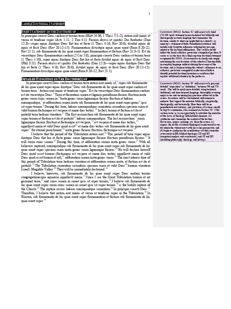 Sample Doctrinal Statement 101-105 PDF | PDF | Premillennialism | Rapture