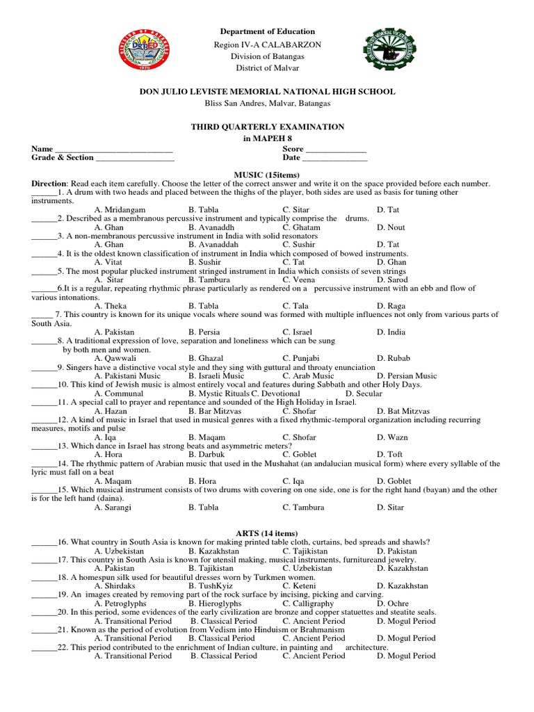 Mapeh 8 3rd Quarter | PDF | Pathogen | Parasitism