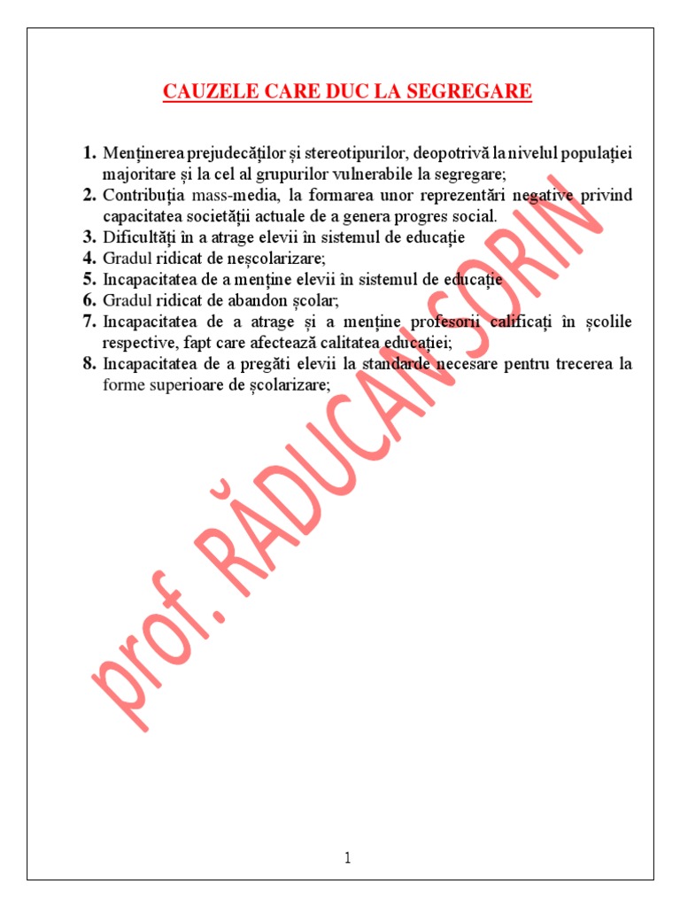 Cauzele Care Duc La Segregare-Tema 7 PDF | PDF