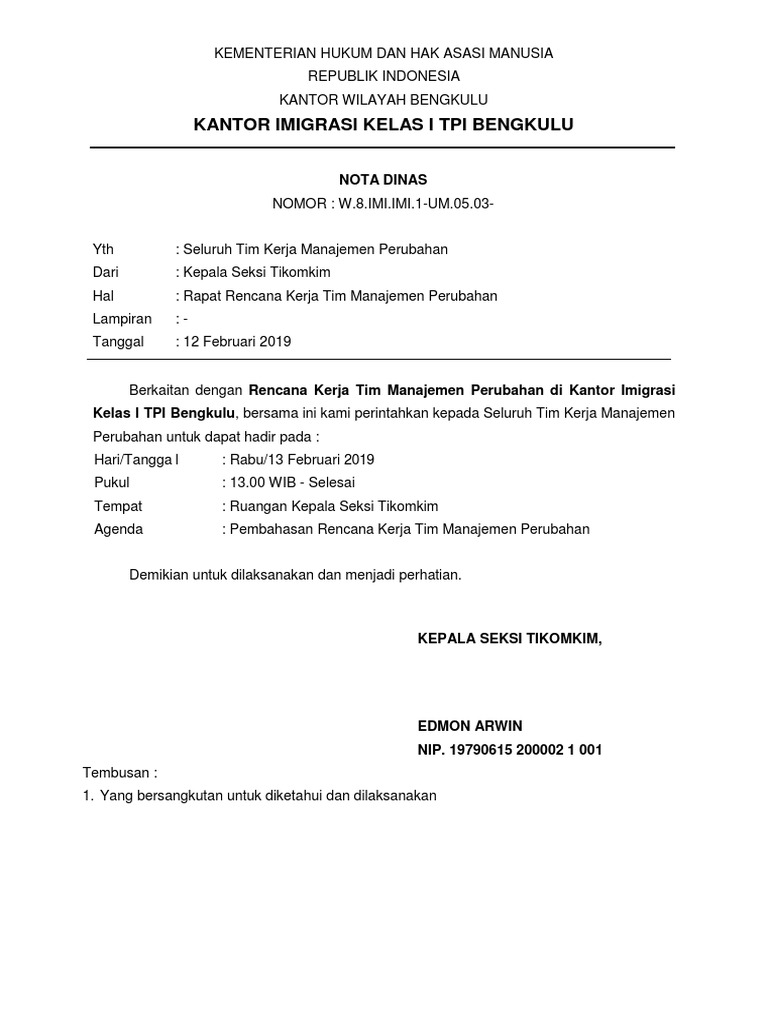 Nota Dinas Rapat | PDF