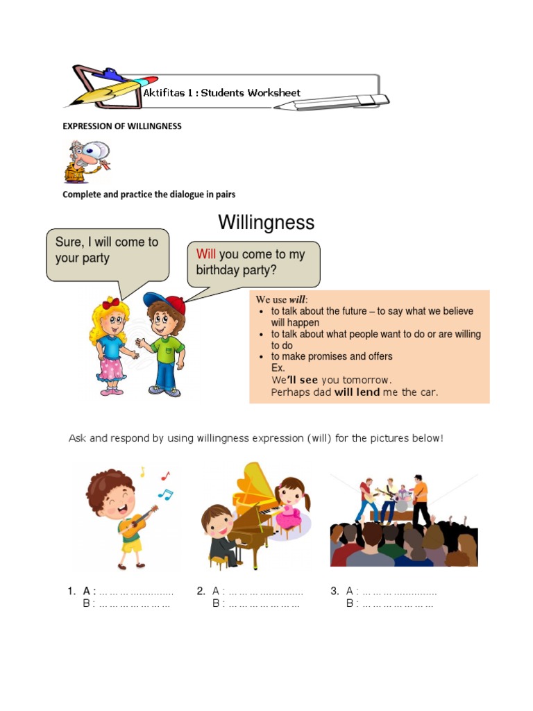 Expression of Willingness Worksheet | PDF