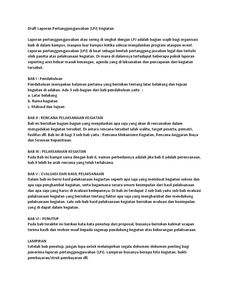 Draft LPJ Kegiatan 17 Agustus 2020 | PDF | Pengelolaan Keuangan & Uang