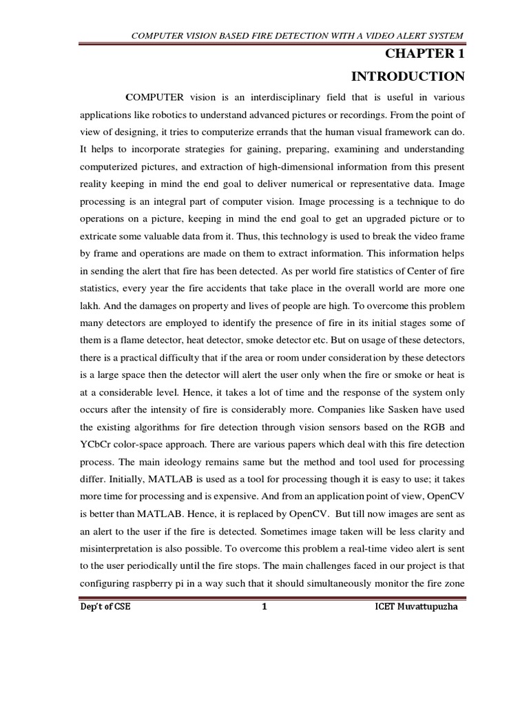 Computer Vision Based Fire Detection With A Video Alert System ...