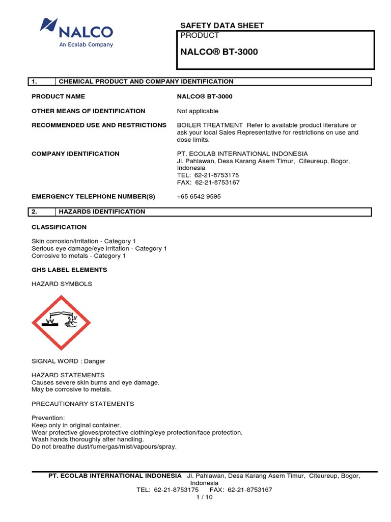 SDS BT3000 | PDF | Toxicity | Fires