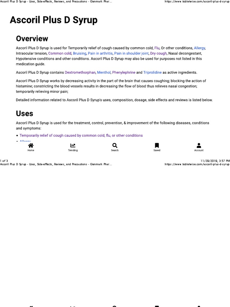 Ascoril Plus D Syrup - Uses, Side-Effects, Reviews, and Precautions ...