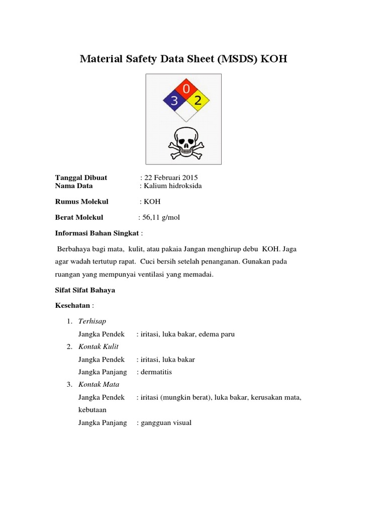 MSDS Koh | PDF | Memasak, Makanan, & Anggur | Sains & Matematika