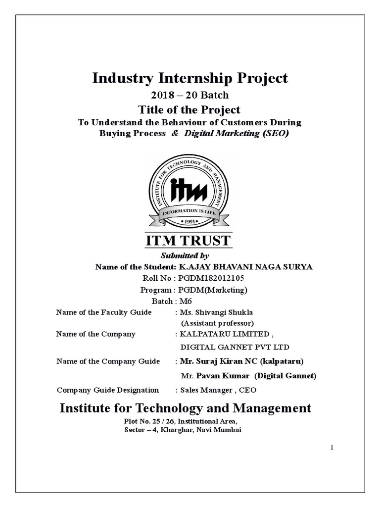 IIP Final Report (AJAY KARANAM) PDF | PDF | Search Engine Optimization ...