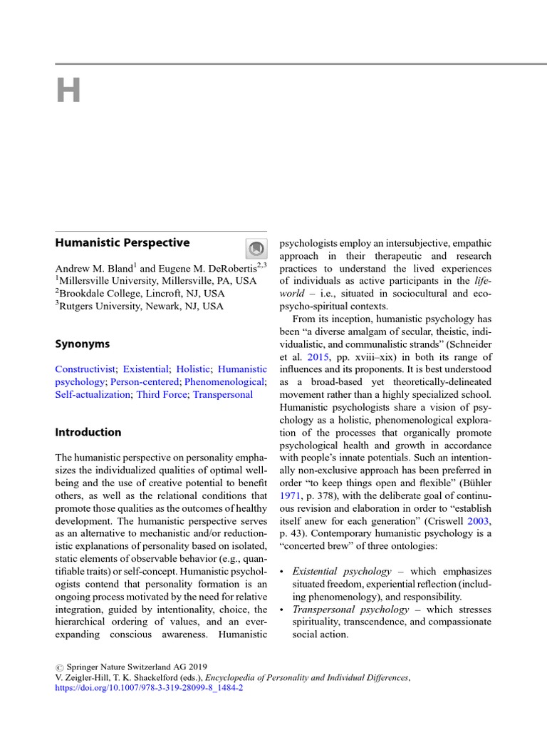 The Evolution of the Humanistic Perspective on Personality: From Third ...