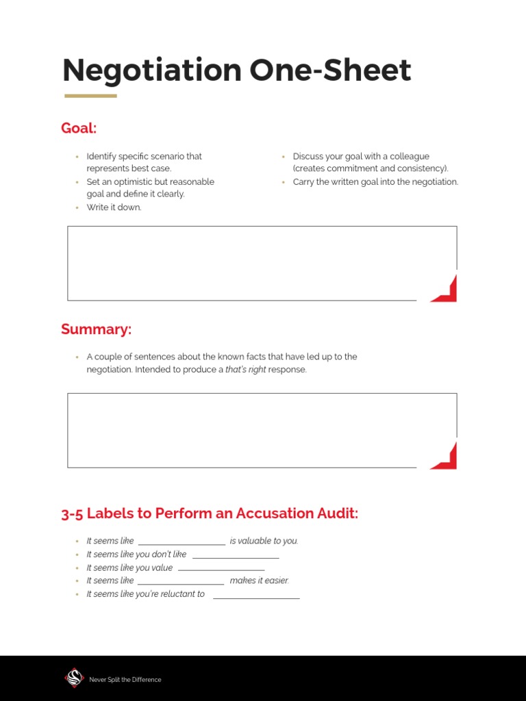 Negotiation One Sheet | PDF