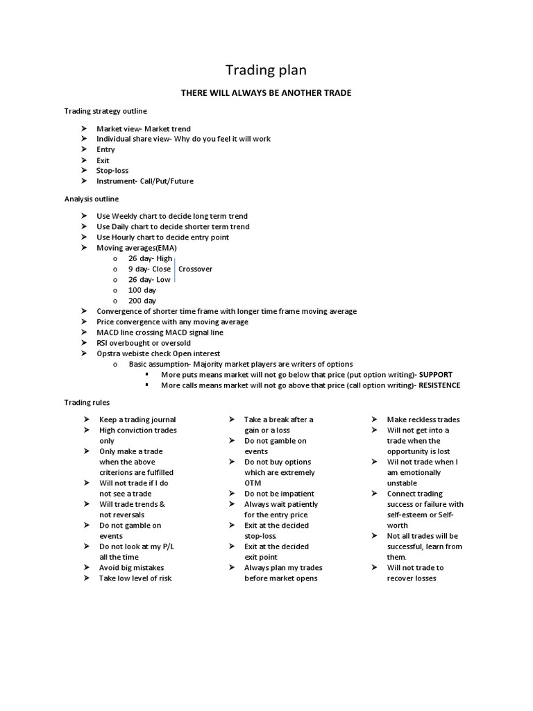 Trading Plan | PDF | Financial Economics | Securities (Finance)