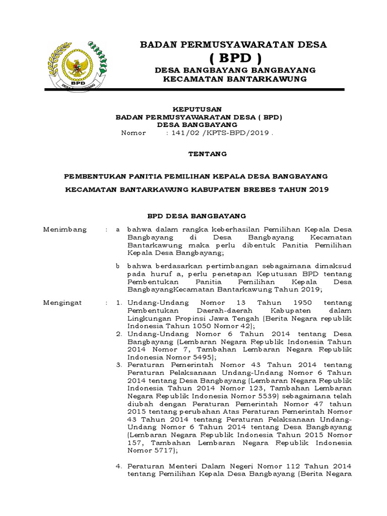 SK BPD Pembentukan Panitia Pilkades | PDF