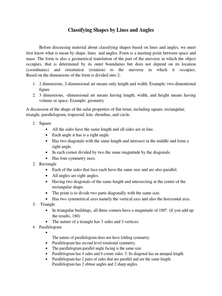 Classifying Shapes by Lines and Angles | PDF | Rectangle | Line (Geometry)