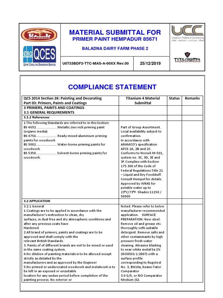 Material Submittal for High-Performance Phenolic Epoxy Primer Hempadur ...