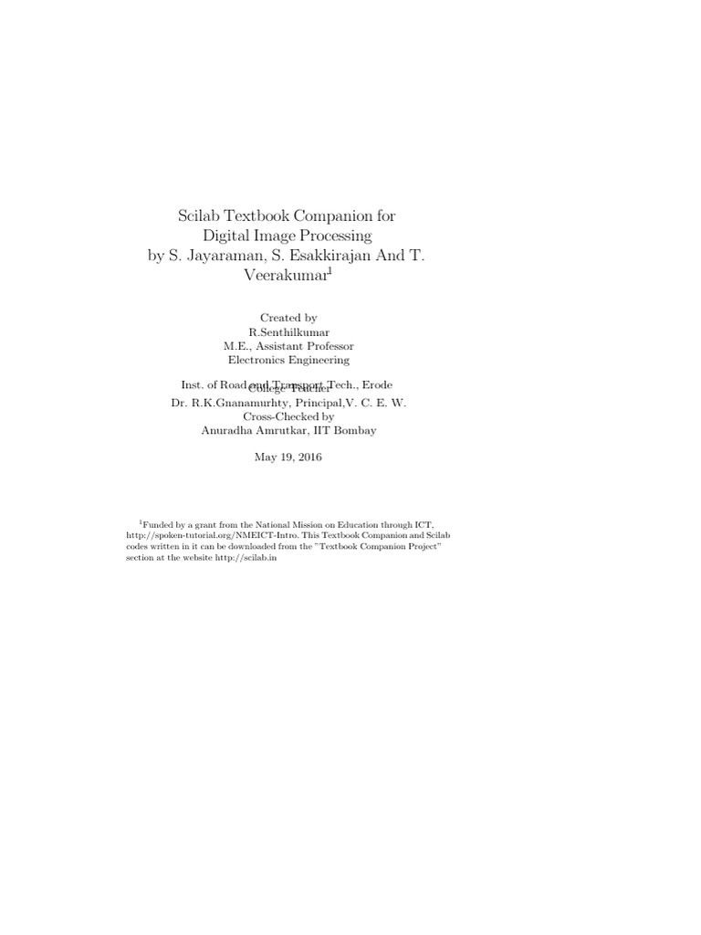 Digital Image Processing S Jayaraman S Esakkirajan And T Veerakumar Pdf Pdf Discrete