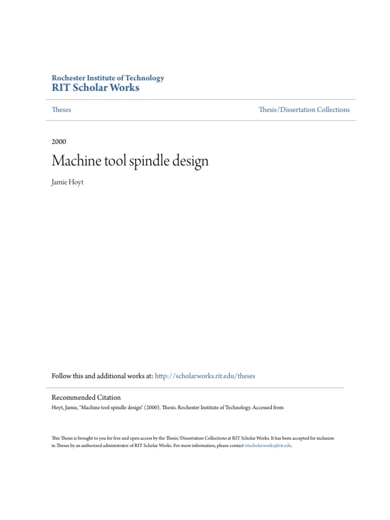 Machine Tool Spindle Design PDF | PDF | Bending | Mathematical Optimization