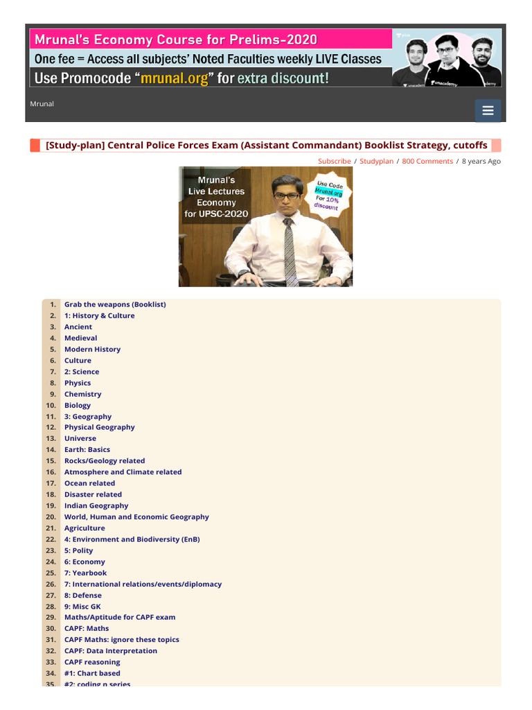 CAPF Study Plan and Book List | PDF | Earth | Geography