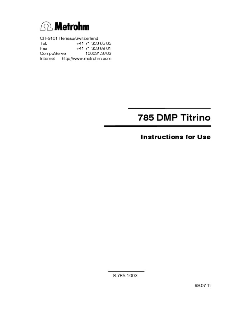 Manual 785 DMP Titrino EN PDF | PDF | Parameter (Computer Programming ...