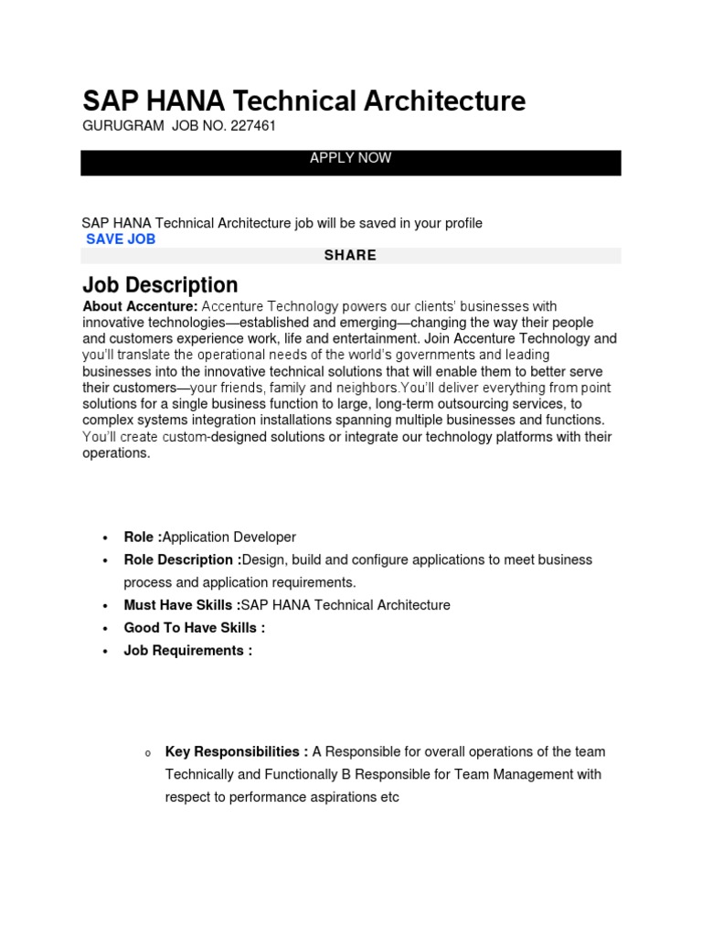 SAP HANA Technical Architecture | PDF | Sap Se | Employment