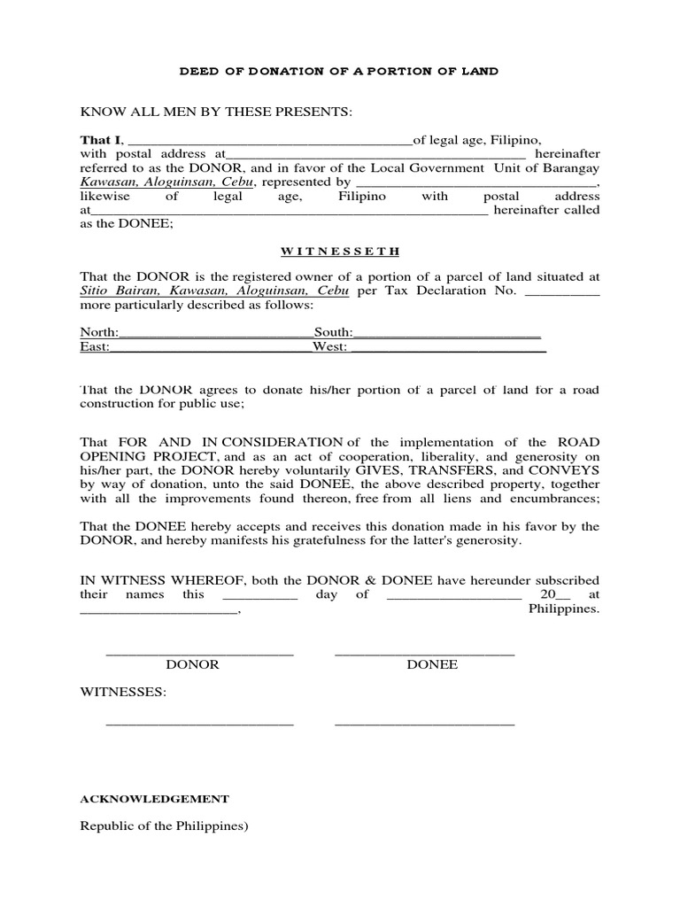 Deed of Donation | PDF | Deed | Law And Economics