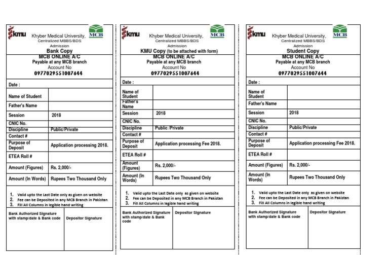 Fee Deposite Slip | Download Free PDF | Deposit Account | Banking