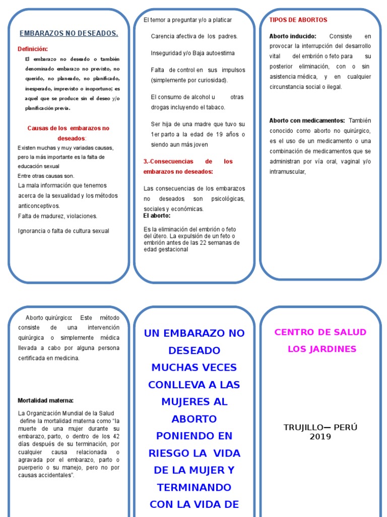 Triptico de Embarazo No Deseado | PDF | Embarazo no deseado | El embarazo