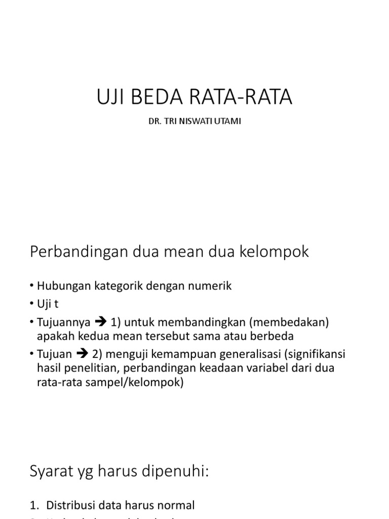 Uji Beda Rata-Rata PDF | PDF