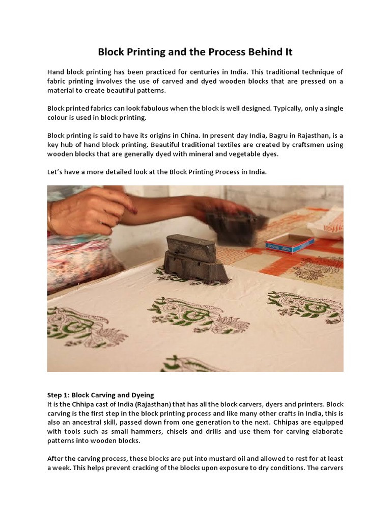 Block Printing and The Process Behind It | PDF | Dyeing | Textiles