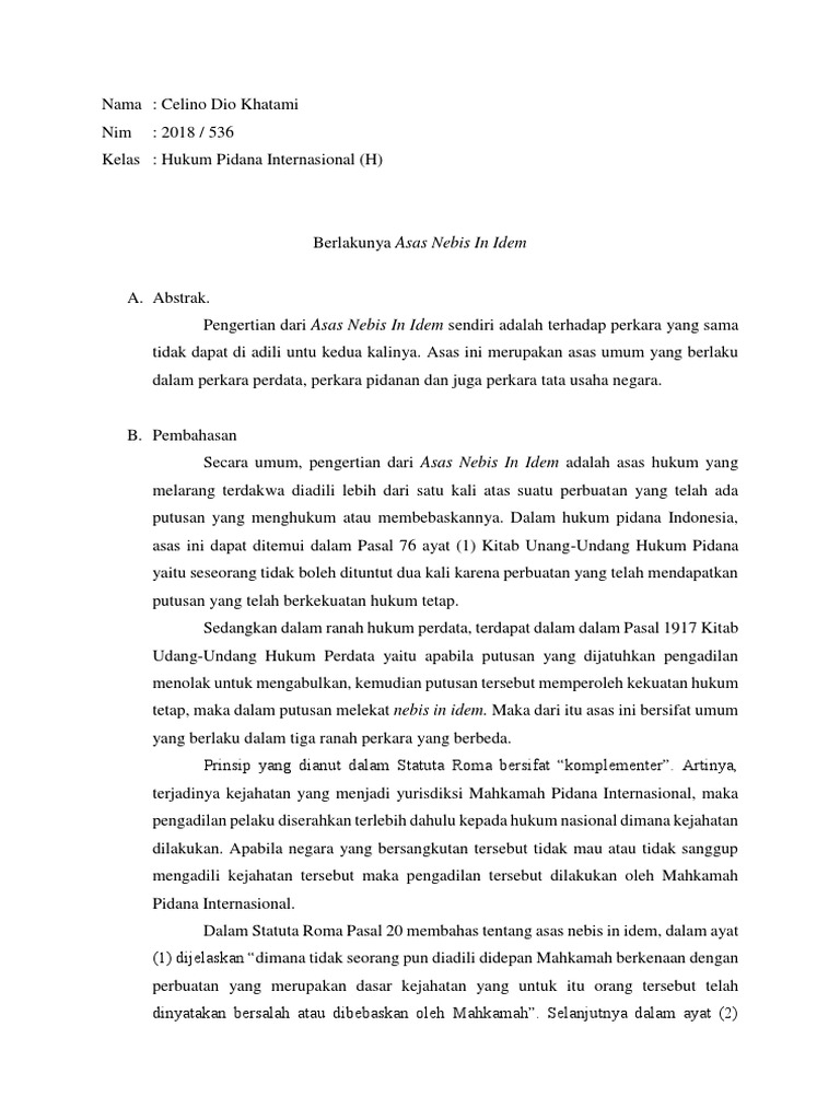 Asas Nebis in Idem | PDF | Hukum