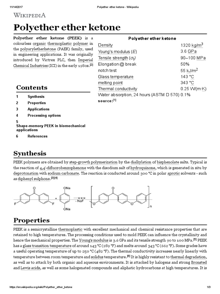 Polyether Ether Ketone - Wikipedia PDF | PDF | Amorphous Solid ...