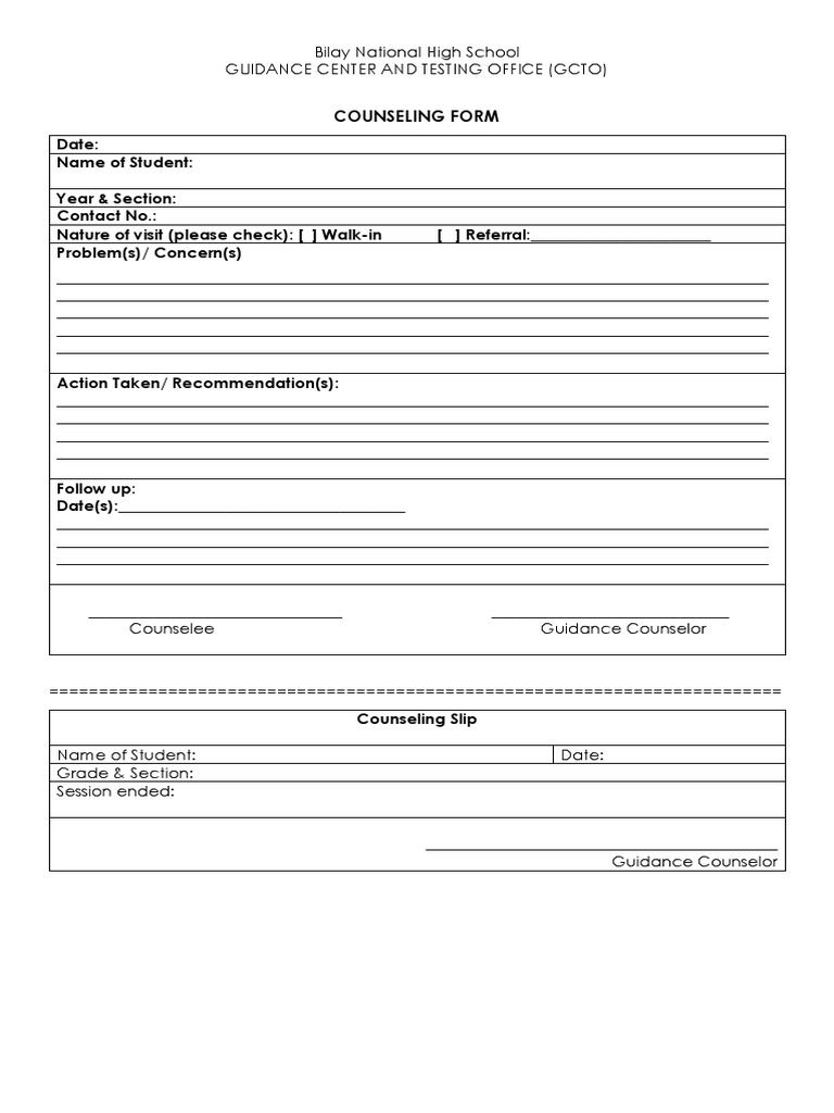 Counseling Form | PDF
