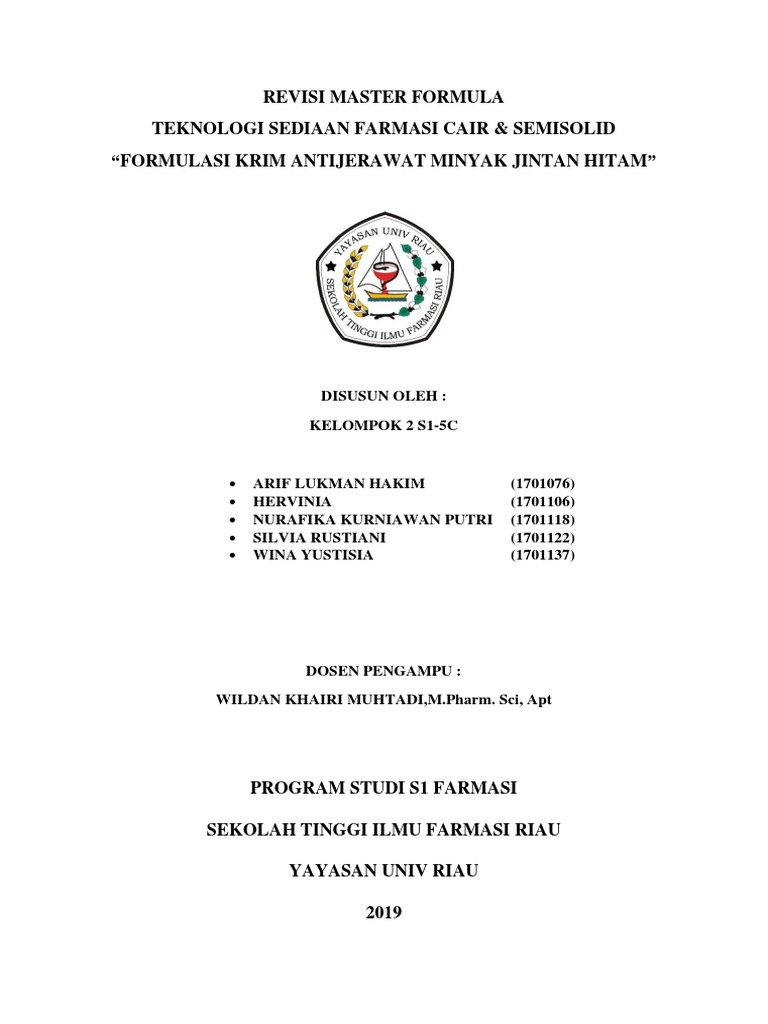 Master Formula Kelompok 2 S1.5C Revisi | PDF