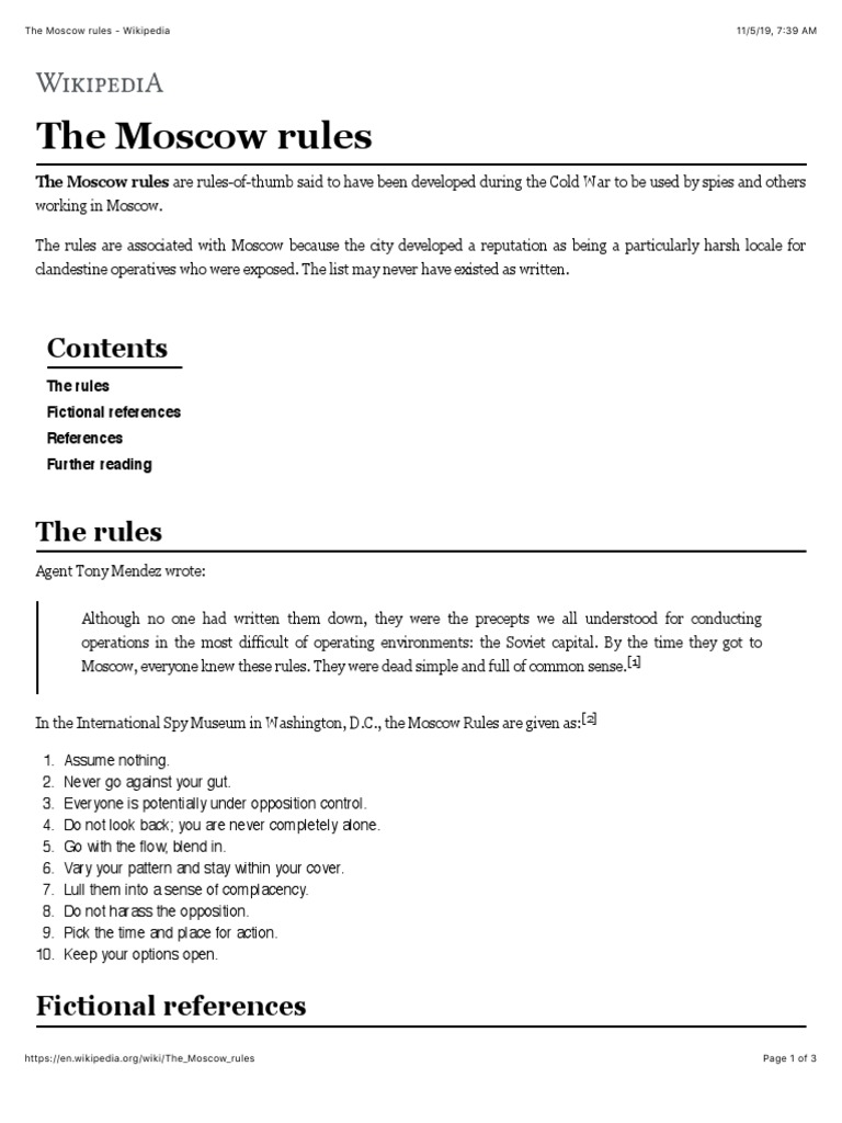 The Moscow Rules | PDF | Espionage | Violence