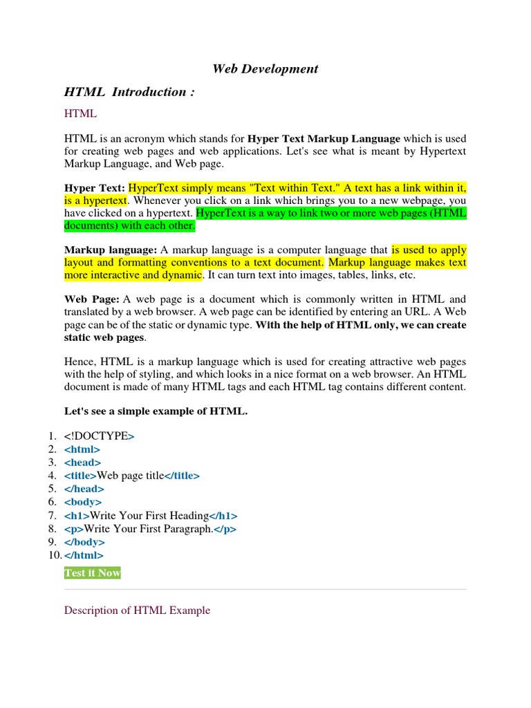 HTML Introduction | PDF | Dynamic Html | Html