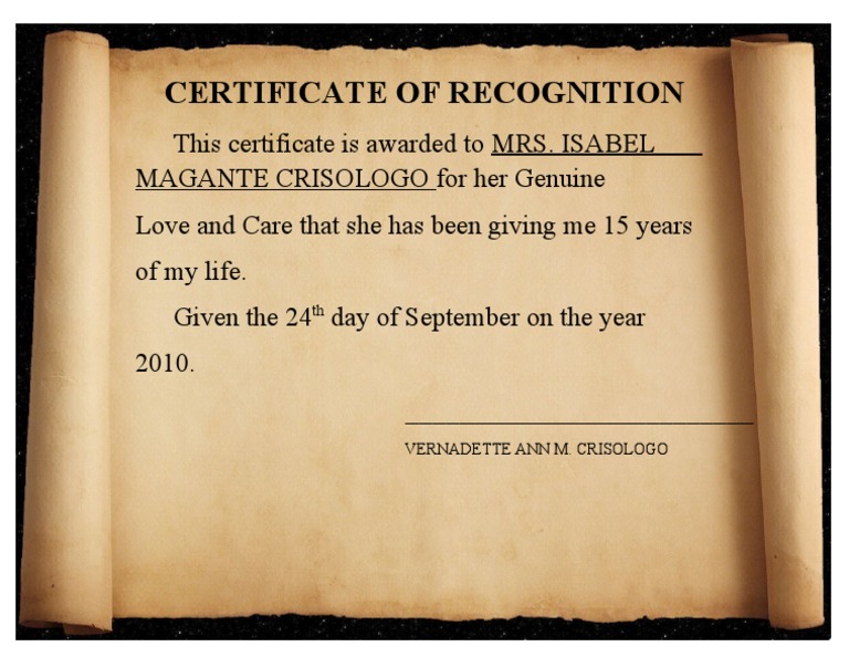 Certificate of Recognition | PDF