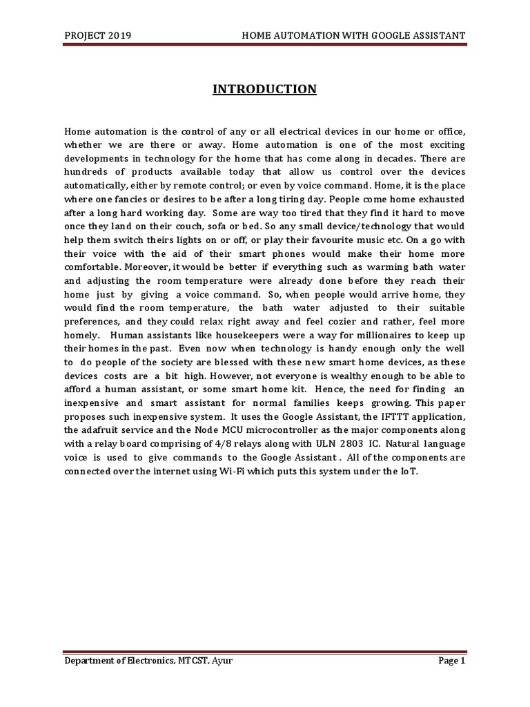 Home Automation Using Google Assistant | PDF | Power Supply | Direct ...