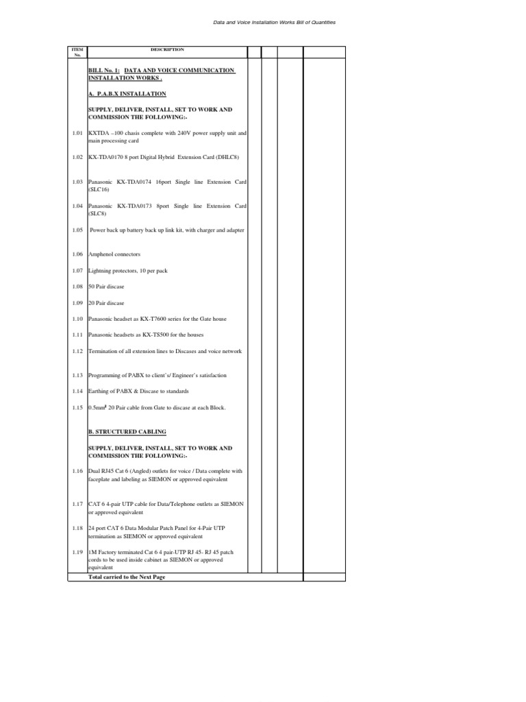 Communicatio DSTV &TV Aerial and Electric Fence SAMPLE BQ | PDF ...