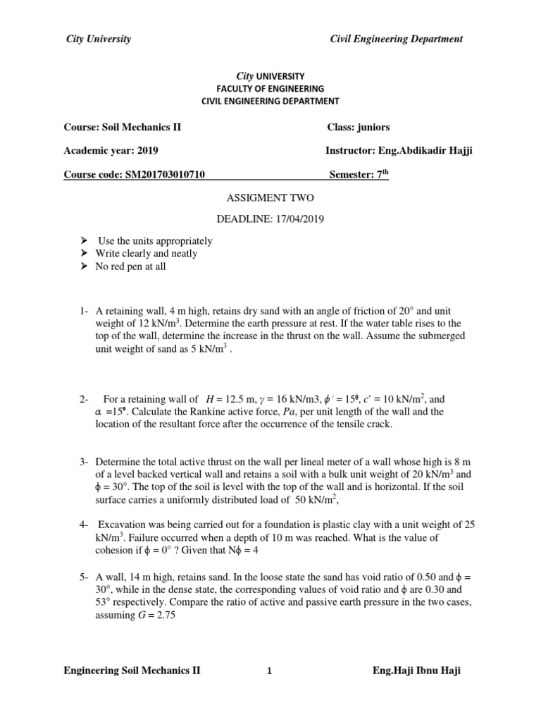 Assignment 2 Soil Mechanics | PDF | Soil Mechanics | Classical Mechanics