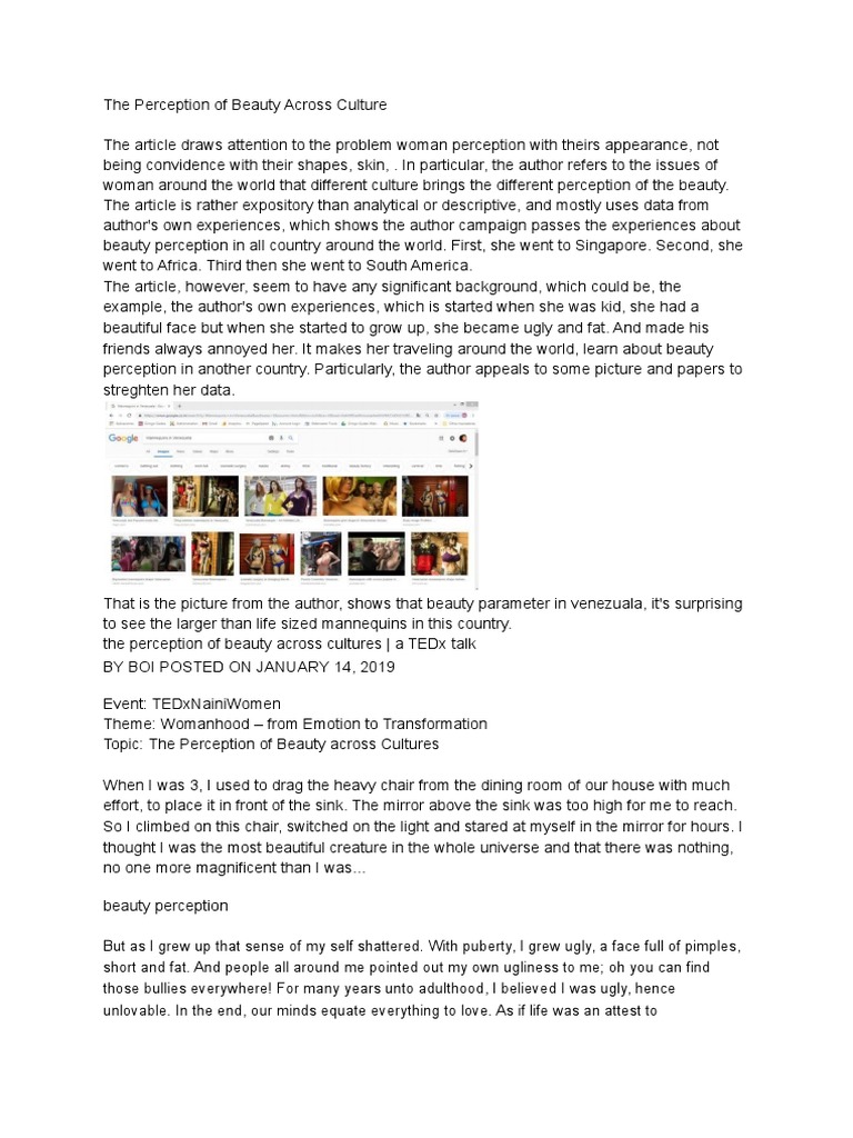 The Perception of Beauty Across Culture | PDF | Beauty | Perception