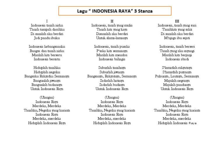 INDONESIA RAYA (3 Stanza) | PDF | Puisi