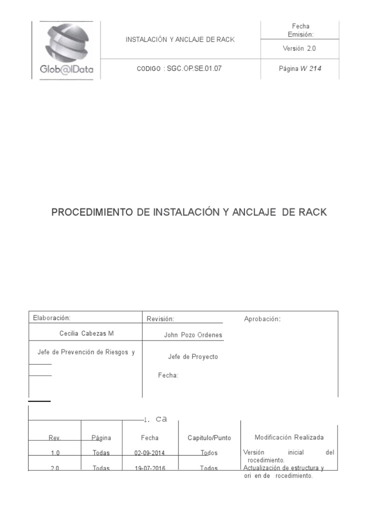 03 - Instalacion y Anclaje de Rack v2 | PDF | Seguridad y salud ...
